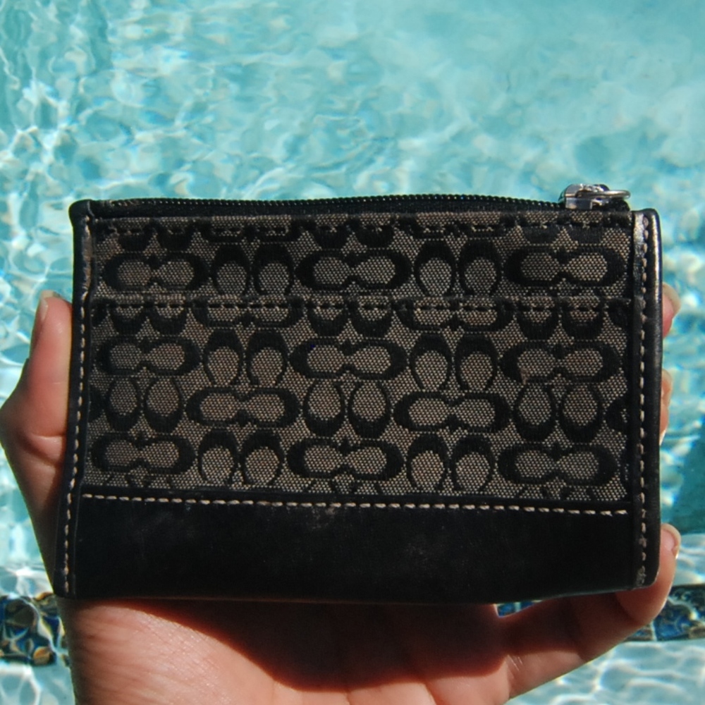 Authentic Coach Signature Black Gray Mini Wallet - Gem